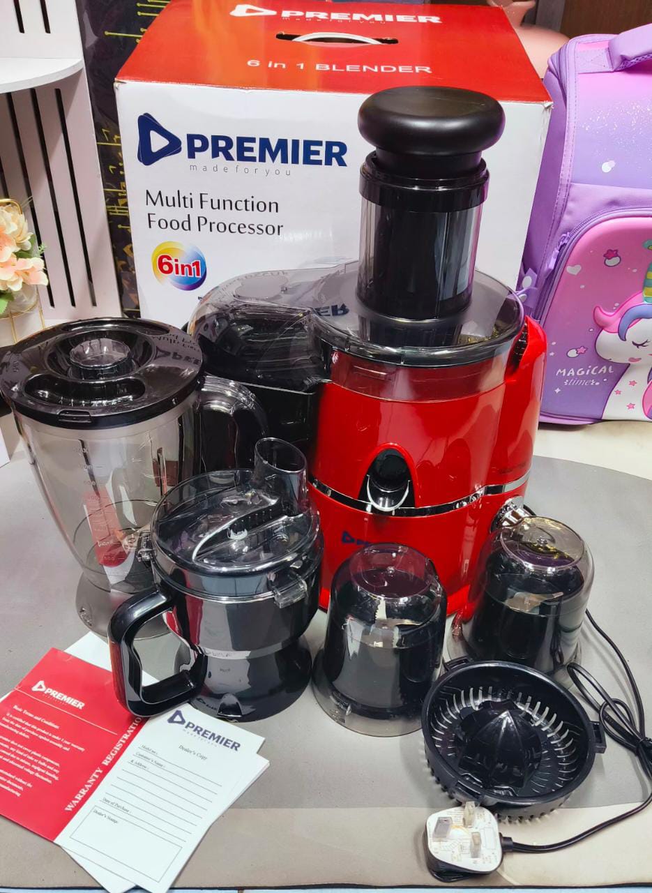 6 in 1 Premier Food Processor; Juicer, Blender, Grinder, Mincer, Chopper and Mill - WanjaMall